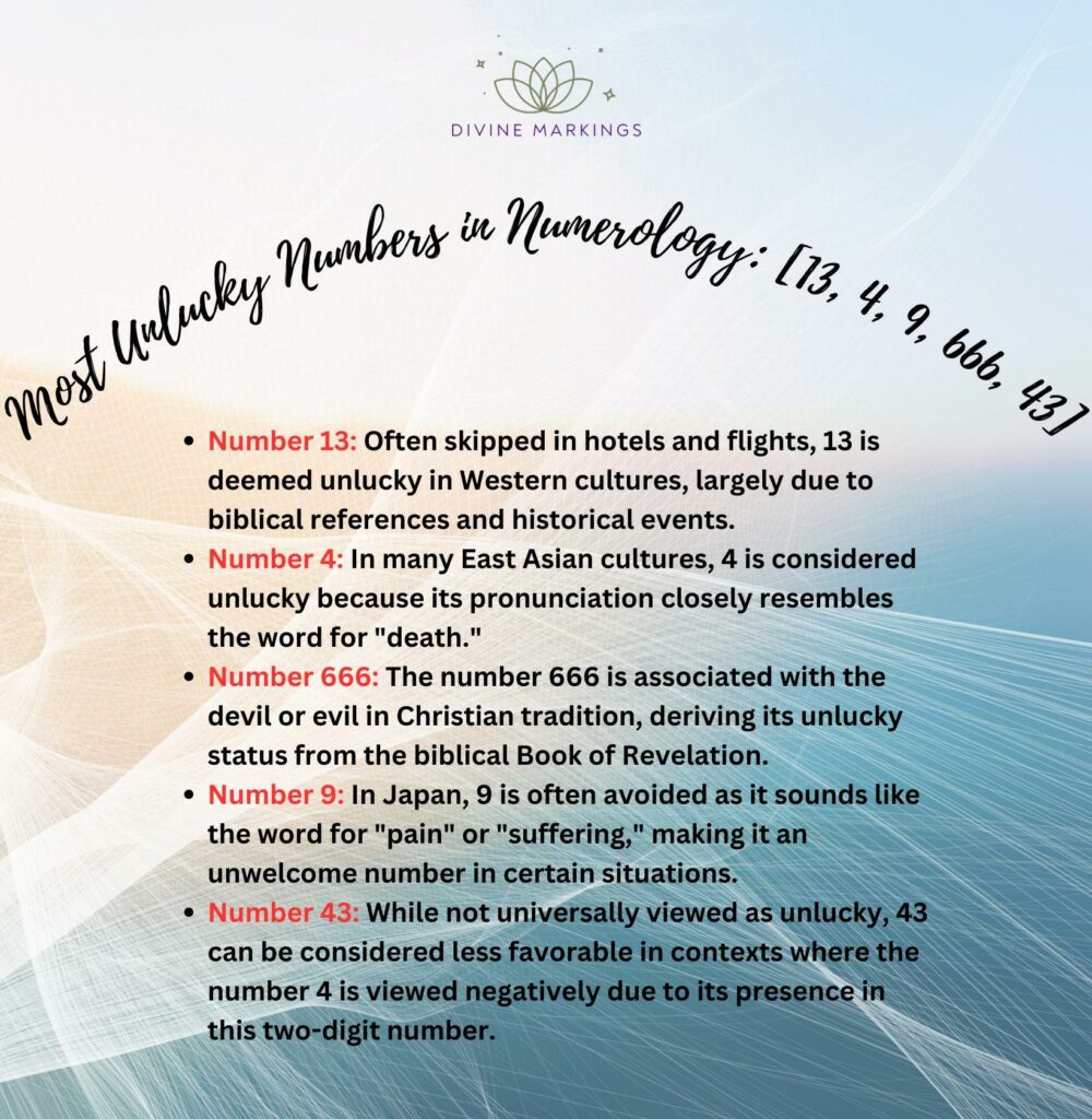 The Most Unlucky Numbers in Numerology: [13, 666, 9, & 4]